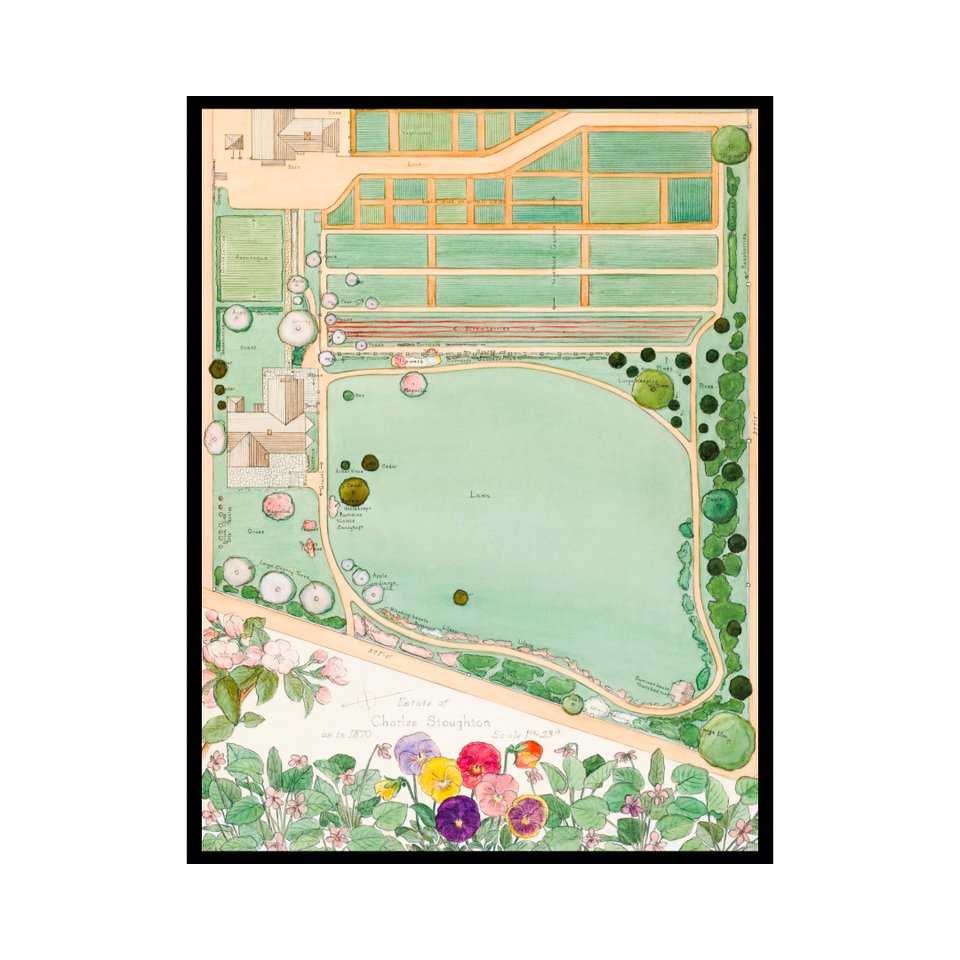 Traditional Garden Plan Map Art Print | High-End Vintage Wall Art ...
