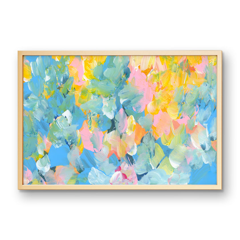Abstract Blue Flowers No. 1 | Modern Blue Abstract Flower Art Print – Urban Garden Prints