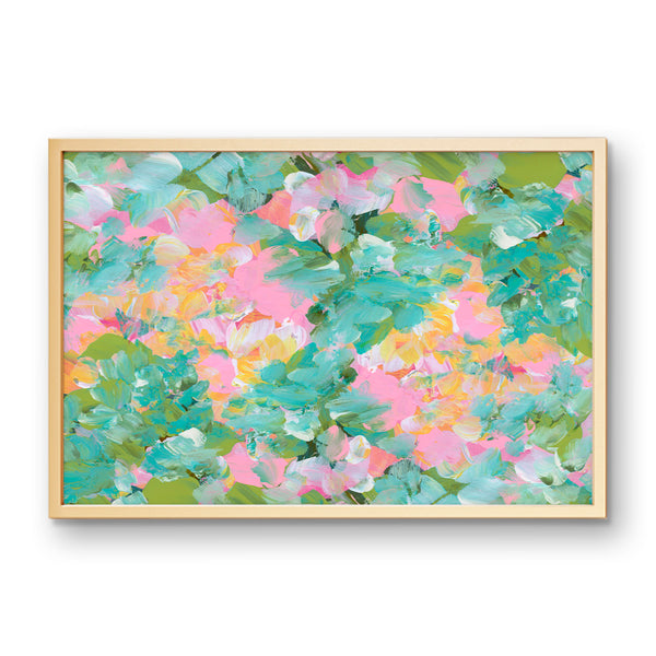 Abstract Sea Glass Flowers | Modern Teal Abstract Flower Art Print – Urban Garden Prints