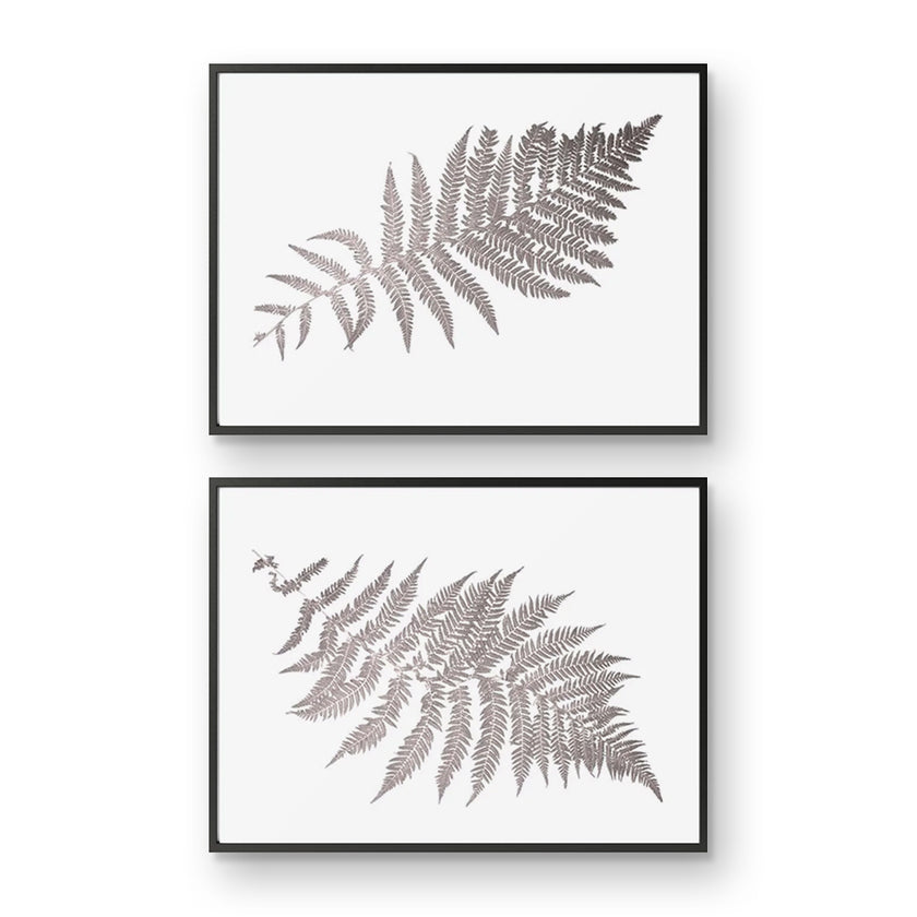 Natural Fern Print Pair | Custom Color Fern Art | Botanical Wall Art ...
