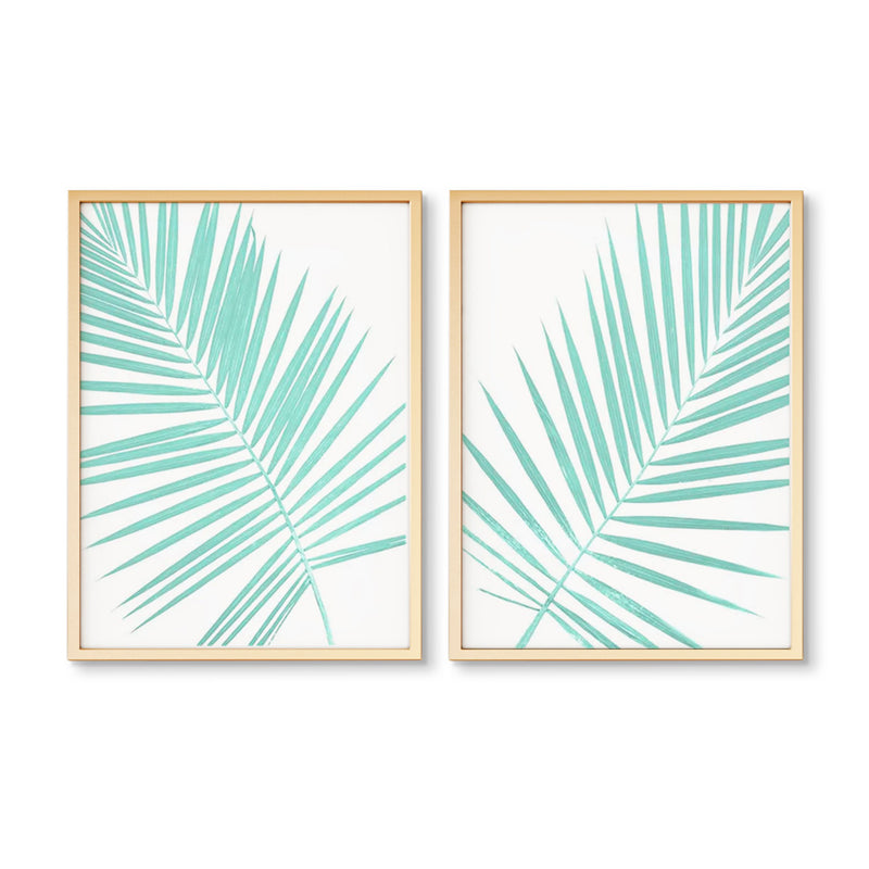 Palm Frond Leaf Print Pair | Coastal Beach House Decor | Custom Prints ...